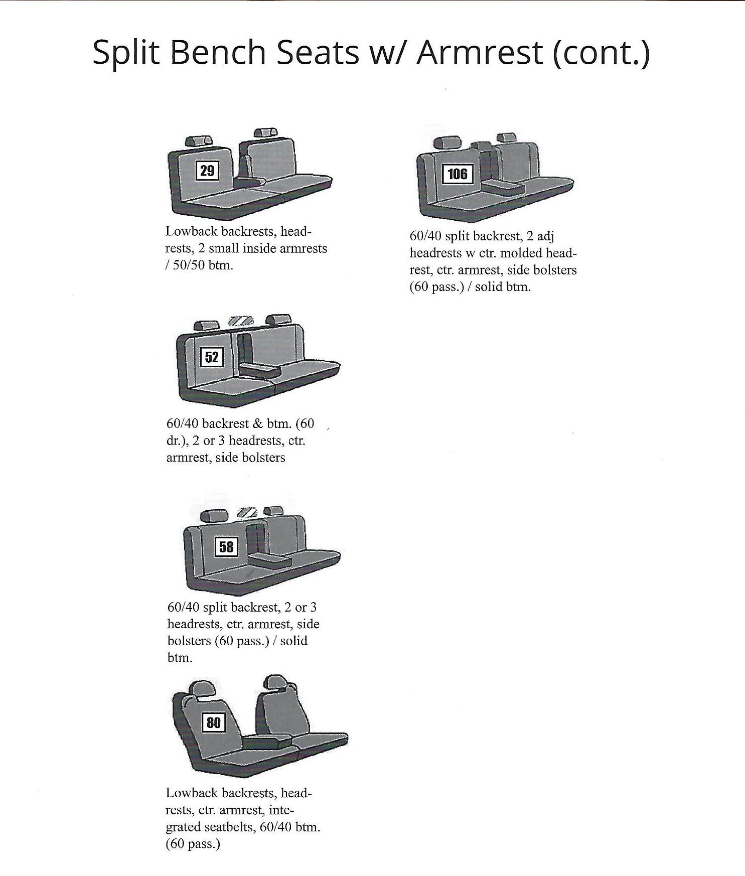 Molded Split Bench With Armrest Seat Styles