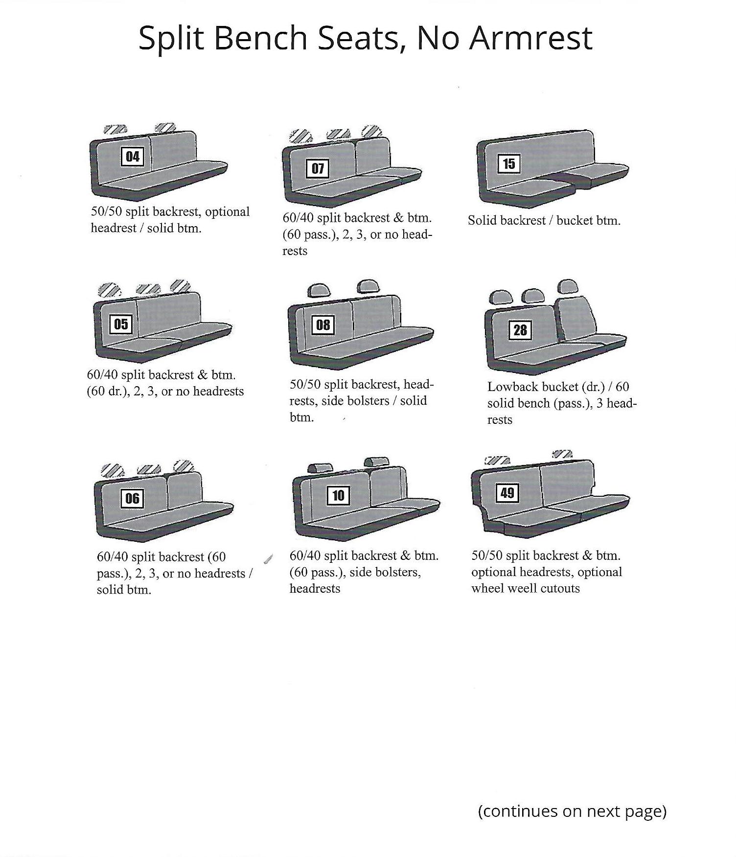 Molded Split Bench Without Armrest Seat Styles