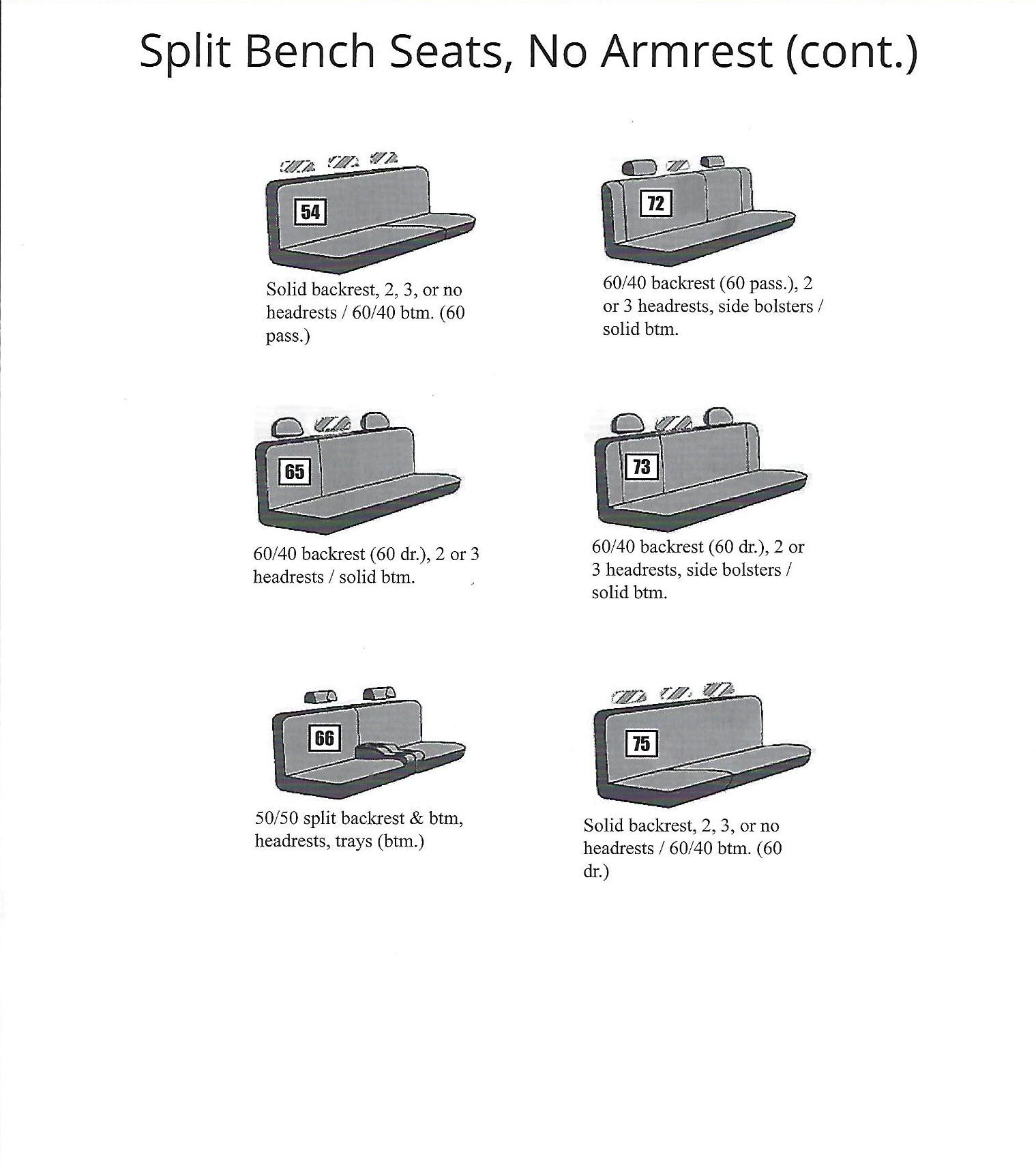 Molded Split Bench Without Armrest Seat Styles